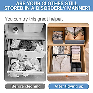 NAC HOOH Drawer Organizer Clothes 12Pack Underwear Drawer Organizer Foldable Closet Organizers and Storage Dresser Drawer Dividers for Clothes Socks Scarves Towels Ties (Gray) (12 PACK Gray)
