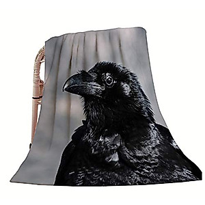 HGOD DESIGNS Raven Throw Blanket,Wild Animal Bird Black Raven Soft Warm Decorative Throw Blanket for Bed Chair Couch Sofa 30"X40"