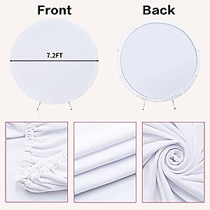 White Round Backdrop Cover 7.2x7.2ft White Circle Backdrop Cover Round Fabric Photo Background for Photography Party Birthday Wedding Baby Shower Home Decorations Portrait Studio Props (7.2ft) (7.2FT)