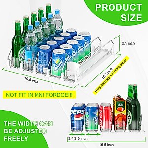 KUUKIKV Drink Organizer for Fridge, Upgraded Soda Can Dispenser for Refrigerator, Automatic Pusher Glide and Adjustable Width Can Organizer for Refrigerator - Holds up to 25 Cans (5 Rows White)