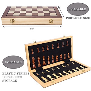 Jaeraph Chess Sets, Wooden Chess Board, Chess Sets for Adults, Magnetic Chess Set, Travel Chess Set, Folding Chess Board Set, Chess Sets for Adults and Kids, Wooden Ajedrez Board Game