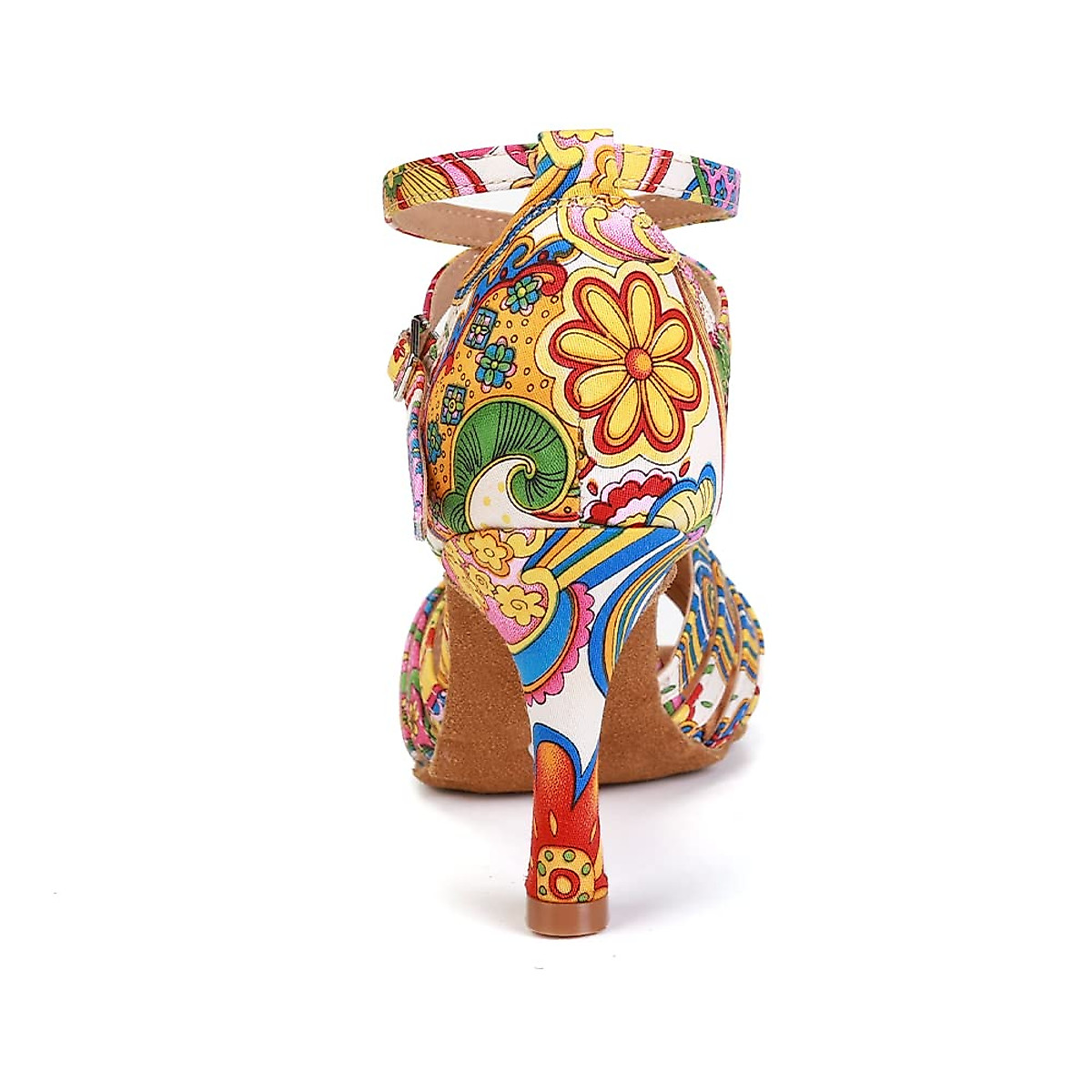 YKXLM Latin Dance Shoes For Women Ballroom Salsa Tango Professional Performance Practice Dancing Shoes,3.33" heel,Colorful,9 US