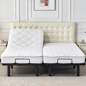 Kingnex Split California King Mattress Topper for Adjustable Bed 2 Cali Twin XL 36x84 Fluffy Matress Cover Quilted Fitted Mattress Pad with Deep Pocket