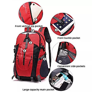BACKPACK of 40L for Men or Women, RED, LIGHTWEIGHT, WATER RESISTANT, COMFORTABLE, ROOMY and DURABLE for HIKING, TREKKING, CAMPING, CYCLING, TRAVELLING, CLIMBING, FISHING and selected by SIMON PICKS