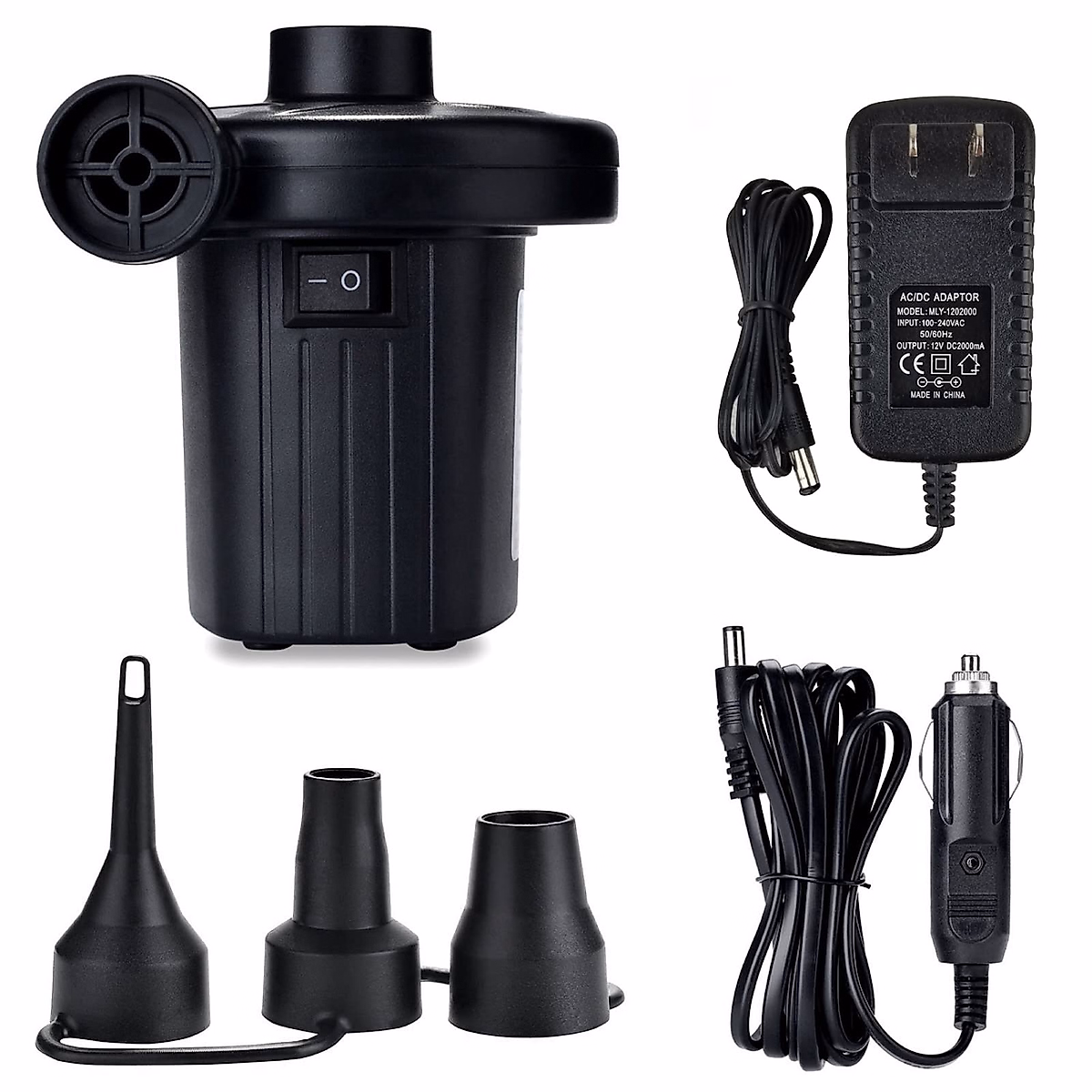 Jasonwell Electric Air Pump Portable Quick-Fill AC DC Inflator Deflator Pump for Air Mattress Inflatables Pool Floats Water Toy Raft Bed Boat Pool Toy with Nozzles110-240 V