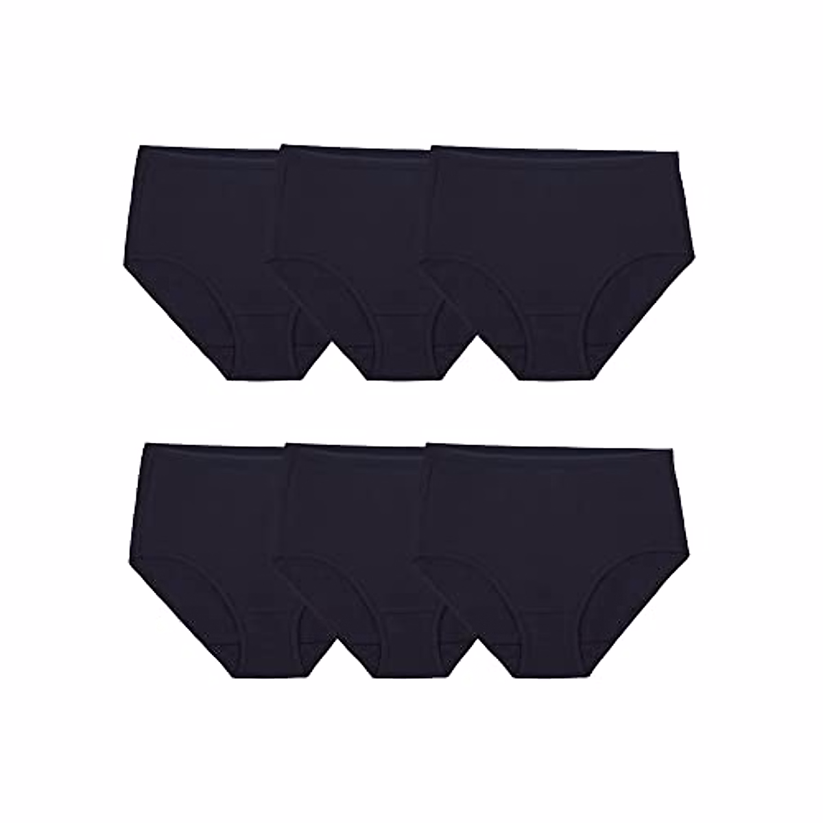 Fruit of the Loom Women's Eversoft Underwear, Tag Free & Breathable, Available in Plus Size, Brief-Cotton-6 Pack-Black, 7