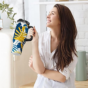 FRCSDIY Leaves Insulated Tumbler with Handle and Straw Lid,30oz Leakproof Stainless Steel Cup BPA-Free Water Bottle