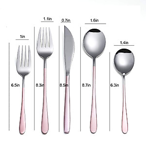 ArderLive Silverware Set, 20-Piece Stainless Steel Flatware Set Service for 4, Anti-Rust Mirror Polished Cutlery Set, Tableware Cutlery Set for Home Kitchen Hotel Restaurant (Pink+Sliver)