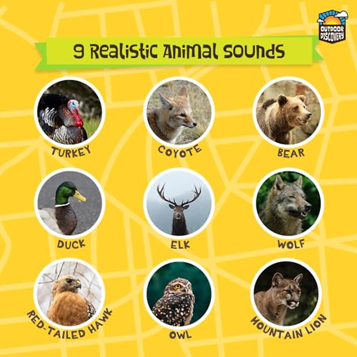 Toysmith Outdoor Discovery, Hoot-N-Hollar Animal Caller, 9" Horn With 9 Animal Sounds, For Boys & Girls Ages 5+