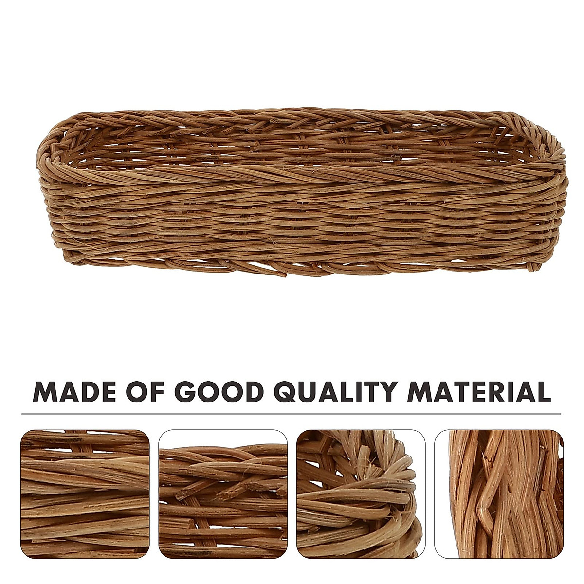 BESPORTBLE Wicker Cutlery Basket Rectangular Woven Baskets Bins Woven Forks Knives Spoons Storage Organizer Box Seagrass Basket for Silverware