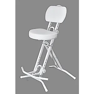 LIBEDOR High Stool Chair sit Stand Bench Standing aid Adjustable seat and backrest Adjustable Height Ergonomic seat is 2.2 inches Thick White Color