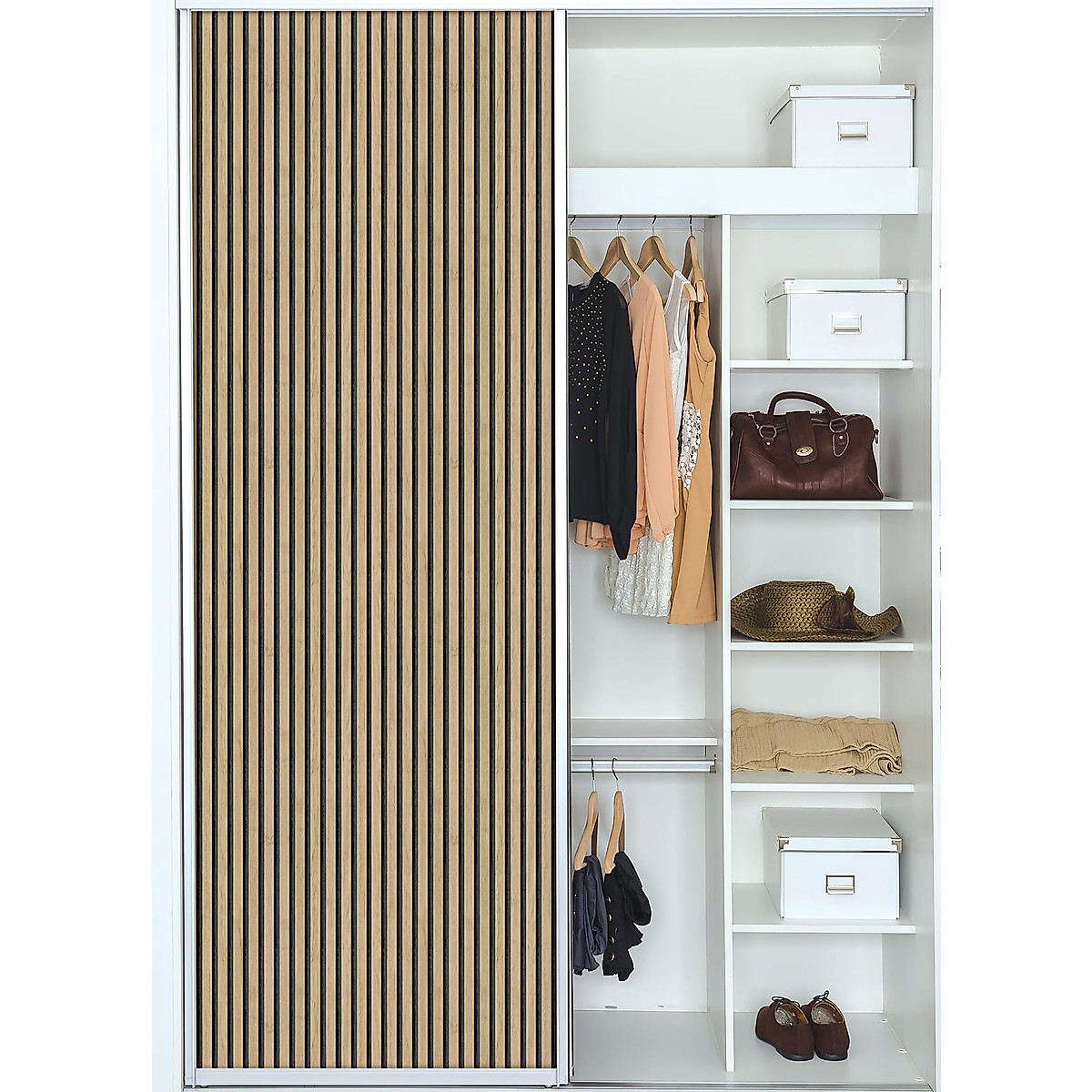 Oak Slat Wood Peel and Stick Wallpaper