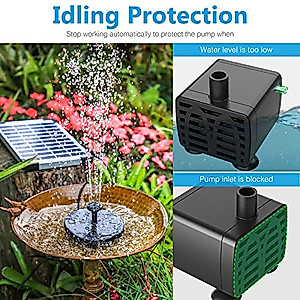 AISITIN 5.5W Solar Bird Bath Fountain Built-in 1500mAh Battery, Solar Fountain Pump for Bird Bath with 6 Nozzles, Solar Floating Water Fountain Pump for Bird Bath, Fish Tank, Pond, Garden and Outdoor