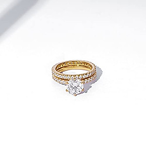 Amazon Essentials Yellow Gold-Plated Sterling Silver Infinite Elements Cubic Zirconia Ring, Size 7 (previously Amazon Collection)