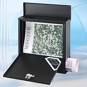 xydled Wall Mounted Mailbox with Lock,Secure Locking Mailbox for Outside, Large Steel Hanging Mailbox Modern Lockable Wall Mailbox for Residential with View Window, 12.8 x 12 x 3.54Inches,Black