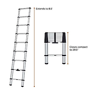 Thule Van Ladder - 9 Steps - 8.5Ft Extension - Telescoping Van Ladder - Easy Close System - EN:131 Compliant