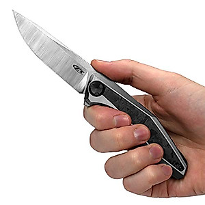 Zero Tolerance Sinkevich KVT Pocketknife; 3.4 Inch CPM 20CV Stainless Steel Blade, Bead Blasted and Machine Satin Finish, KVT Ball-Bearing System, Bead-Blasted Titanium Handle, Made in USA (0470)