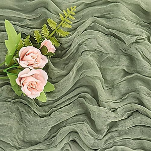 6 Pieces Sage Green 10FT Cheesecloth Table Runner Boho Gauze Fabric Table Runner Rustic Sheer Runner for Wedding Birthday Baby Shower Party Boho Table Decoration（Sage Green）