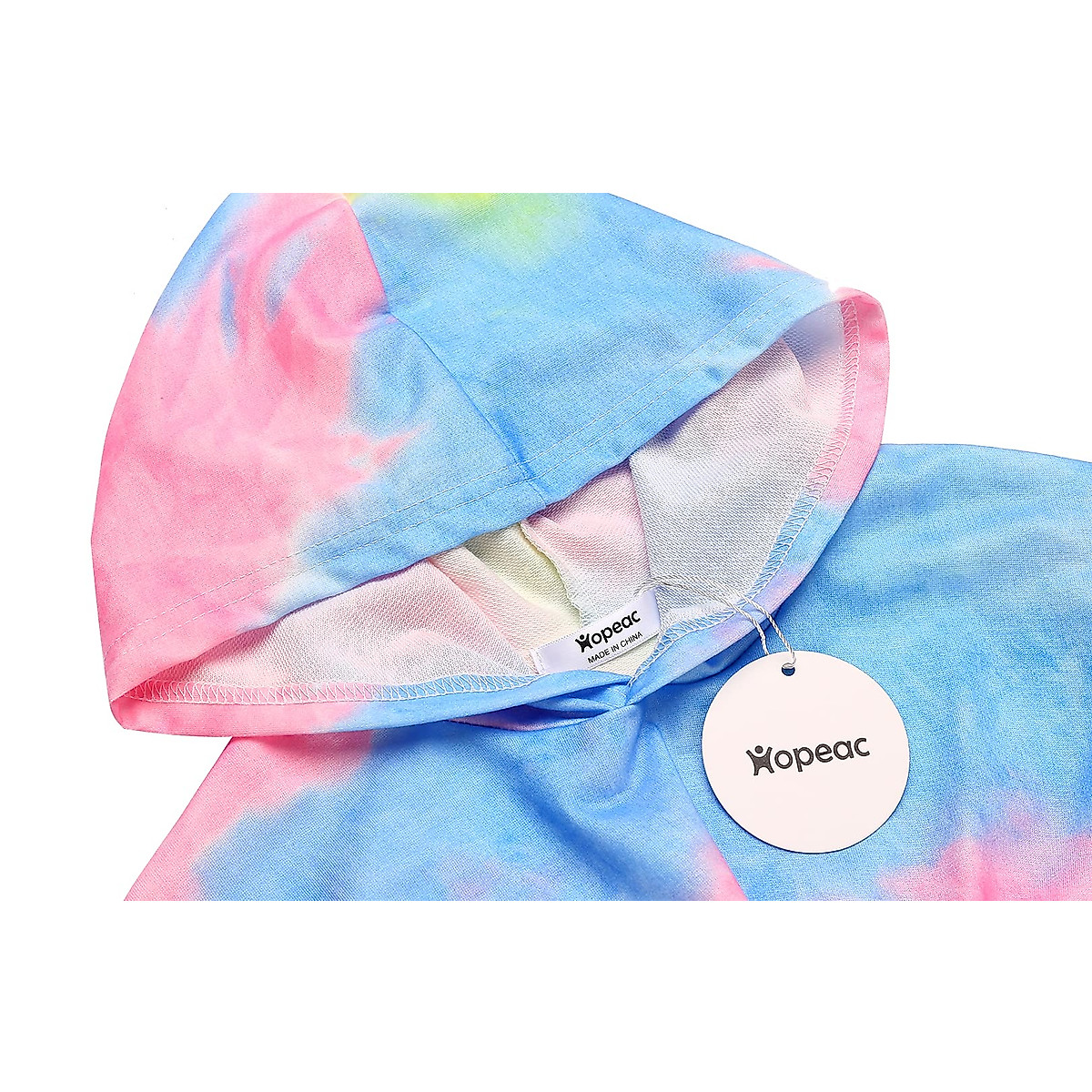 Hopeac Girls Casual Twist Front Sweatshirt Tie Dye Printed Long Sleeve Crop Tops Pullover