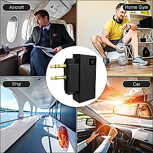 Asobilor Airplane Bluetooth Adapter for Wireless Headphones/Earbuds, Bluetooth 5.0 Transmitter Compatible with Any 3.5mm Audio Jack on Airplane, Home, Gym, Boats or in Car, Foldable Single/Double Plug