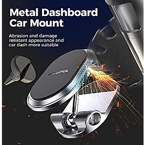 Magnetic Phone Holder for Car Metal Upgrade 6X Magnets Phone Mount Double 360° Rotation Super Sticker Phone Holder Car Mount Easy Install Suitable for Dashboard Screens Compatible with All Phone black