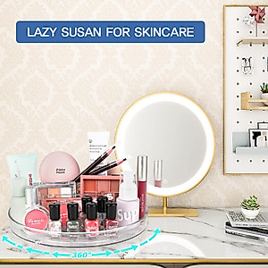 Goramio 10.6" Lazy Susan Organizer with 5 Removable Bins, Clear Plastic Divided Crazy Susan Lazy Susan Turntable, for Fridge Cabinet Refrigerator Kitchen Pantry Organization and Storage