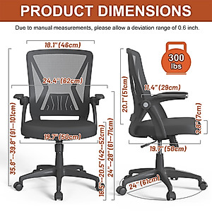 TTD TIANTIANDA Comfy Swivel Adjustable Computer Desk Office Chair with Flip Up Arms and Lumbar Support for Study