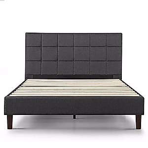 ZINUS Lottie Upholstered Platform Bed Frame / Mattress Foundation / Wood Slat Support / No Box Spring Needed / Easy Assembly, Grey, King, FSPB-K