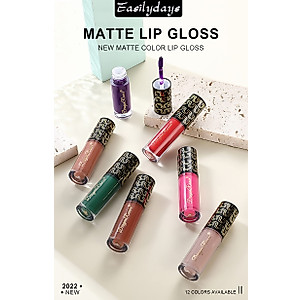 Easilydays Halloween Dark Matte Liquid Lipstick for Women, Long Lasting Waterproof Lip Gloss, Face Body Painting, Vivid Vampire Lip Stain for Masquerade, Party Goth Makeup, Cosplay (#05 Olive Green)