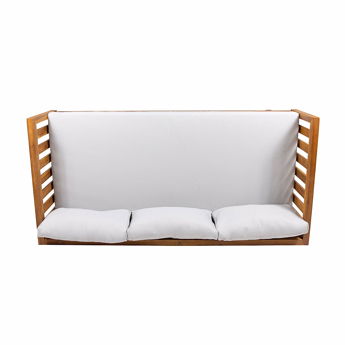 Christopher Knight Home Tina Outdoor 3 Seater Acacia Wood Daybed, Teak Finish, Light Grey