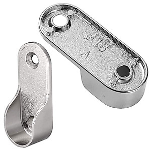 Eyech 40pcs Zinc Alloy Hardware Oval Closet Rod End Supports 16mm x 30mm Wardrobe Flange Bracket Holder