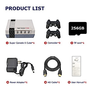 Kinhank 117,000+ Video Games, Retro Game Console 256GB,Super Console X Cube Game Consoles Support 4K HD Output,4 USB Port,Up to 5 Players,LAN/WiFi,2 Gamepads,Best Gifts(256GB)