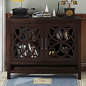 VilroCaz Modern Wood Sideboard Storage Cabinet with Doors and Adjustable Shelf, Vintage Kitchen Buffet Sideboard Accent Cabinet for Living Room Entryway Kitchen (Dark Grey)