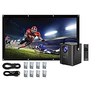 Minolta MN674 1920x1080P Full HD Portable Projector Bundle Pack with 100 Inch Screen, Remote Control, Mounting Accessories, HDMI, USB/Micro-SD, and AV Inputs, Headphone/Line Output