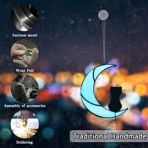 Black cat Sitting on The Moon Metal Decorative Wall Hanging Balcony Garden Decorative cat Gift to People who Love Cats Holiday Birthday Gift to Girls, Mothers or Women (cat Sitting on The Moon)