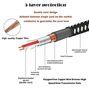 SUNYIN Amp Cord for Electric Guitar,10-Feet Electric Instrument Guitar Bass Cable,Straight to Right Angle Guitar Amp Cord with Gold Plated 3.5mm&6.5mm Stereo Adapter,Audio Cable,4 Picks