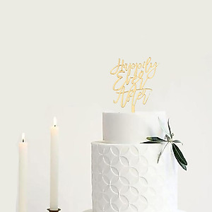 Happily Ever After Cake Topper Wedding Engagement Bridal Shower Bachelorette Anniversary Party Decorations Mirror Gold