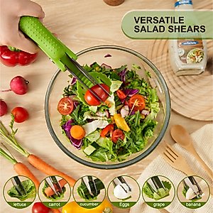 ALEXPHY Salad Scissors, Salad Chopper with Double Blades, Lettuce Chopper, Lettuce Scissors for Chopped Salad, Chopped Salad Chopper Tool for Tossing and Chopping in Salad Bowl (Green)