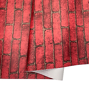 Yifely Red Brick Self Adhesive Shelf Drawer Liner Door Sticker Rural Wall Covering Paper Easy to Install 17.7inch by 9.8 Feet