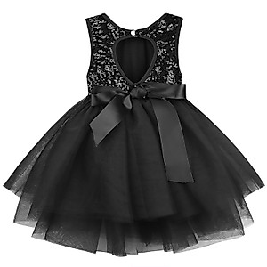 AGQT Toddler Girls Dresses Flower Girl Dress Sequins Tutu Dress Kids Sleeveless Tulle Princess Birthday Dresses Formal Party Gowns Dress Black Size 2-3 Years(110)