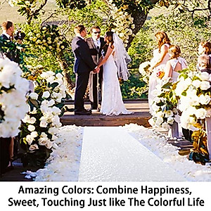 Aisle Runners for Weddings -2FTx15FT- White Sequin Aisle Runner Milky White Glitter Aisle Runner Carpet Aisle Runner for Wedding Ceremony Party Prom Event (2FTx15FT, White)