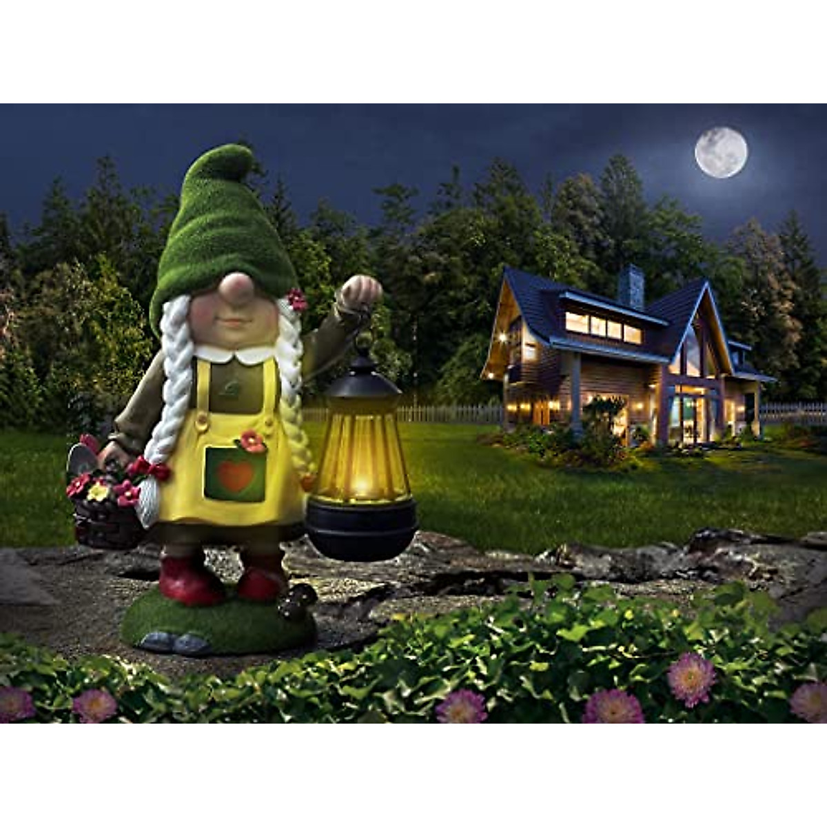 Gnomes Garden Gnomes Lady - Garden Sculptures & Statues Solar Female Garden Gnomes Outdoor Funny Knomes - Funny Garden Gnome Gifts Lights - Garden Gifts Gnomes Decor Gnomes Garden Decorations (13in)