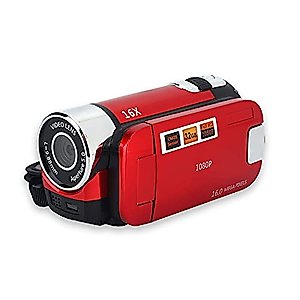 Keenso 2.4 Inch LCD Screen HD Digital Video Camera, 270 Degree Rotation Digital Camera, Vintage Camera for Home Party, Outdoor Picnic, Camping, 118 x 51.5 x 58.5mm(Red)