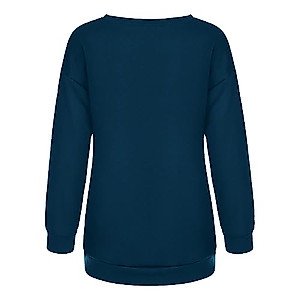 AINIYS 2023 Fall Winter Clothes for Women,Crew Neck Sweatshirts for Women Workout Baggy Sweatshrits 2023 Fall Trendy Oversized Pullover Sweatshirts Long Sleeves Navy