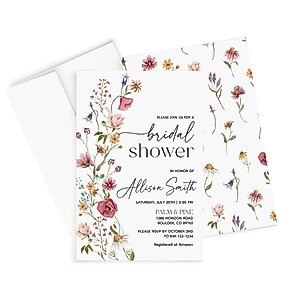All Ewired Up Bridal Shower Invitations and Envelopes, Colorful Floral Boho Wildflower Invitation Card, Wedding, Party, Decorations, Wild Flower Personalized