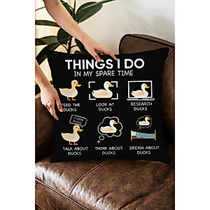 Udinaz Duck Pillow Covers 18x18,Things I Do in My Spare Time Duck Decor for Bedroom Living Room Home,Duck Gifts for Duck Lovers Girls Women