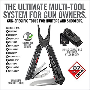 Real Avid Gun Tool Max, 37-in-1 Multitool for Gunsmithing, Includes Pliers, Wire Cutters, Knife Blade, Universal Choke Wrench, Bits, Wrenches & Sheath, Perfect EDC Tool for Hunting & Gun Owners black