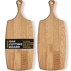 Cutting Board - 17x7 Inches Large Cheese Board with Handle - 20 mm Thin Cutting Board - Edge Grain Oak Cutting Board - Long Charcuterie Board - Wooden Serving Platter - Chopping Board for Kitchen