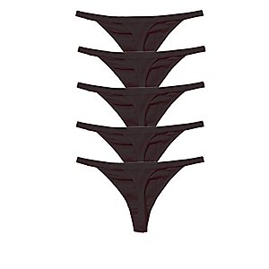 Zofirao 5 Pack Women's Black White Red Panties Cotton Spandex Thongs Underwear G-strings (M, Black)