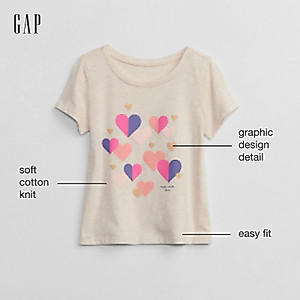 GAP Baby Girls Short Sleeve Graphic Tee T Shirt, B2621, 3T US Grey Heather